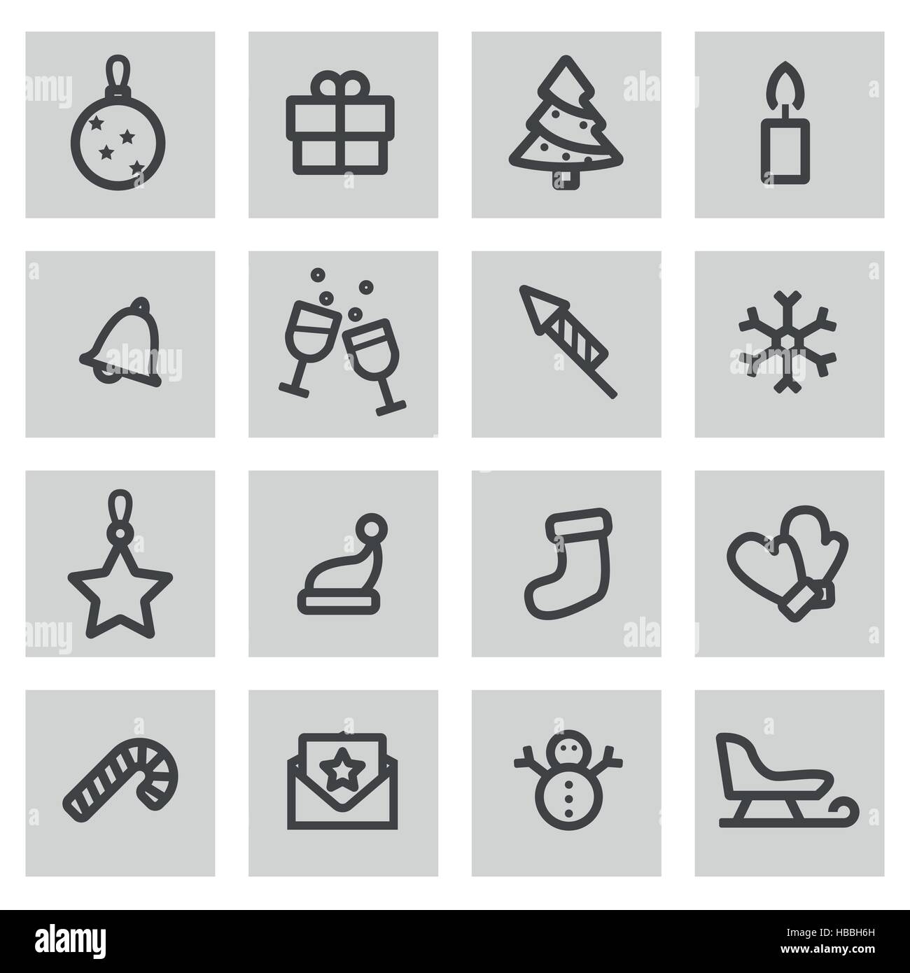 Christmas icons set on Cut Out Stock Images & Pictures - Alamy