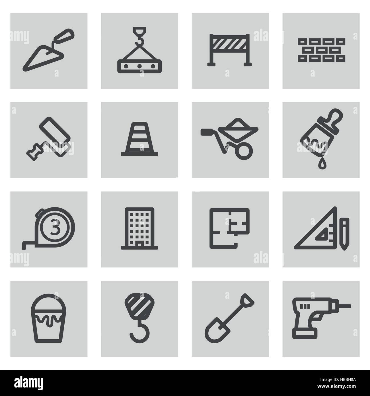 Vector line construction set on grey background Stock Vector Image ...