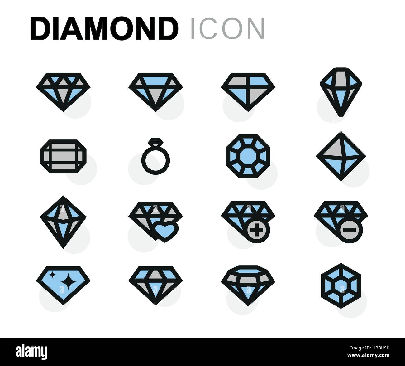 Vector flat diamond icons set on white background Stock Vector Image ...