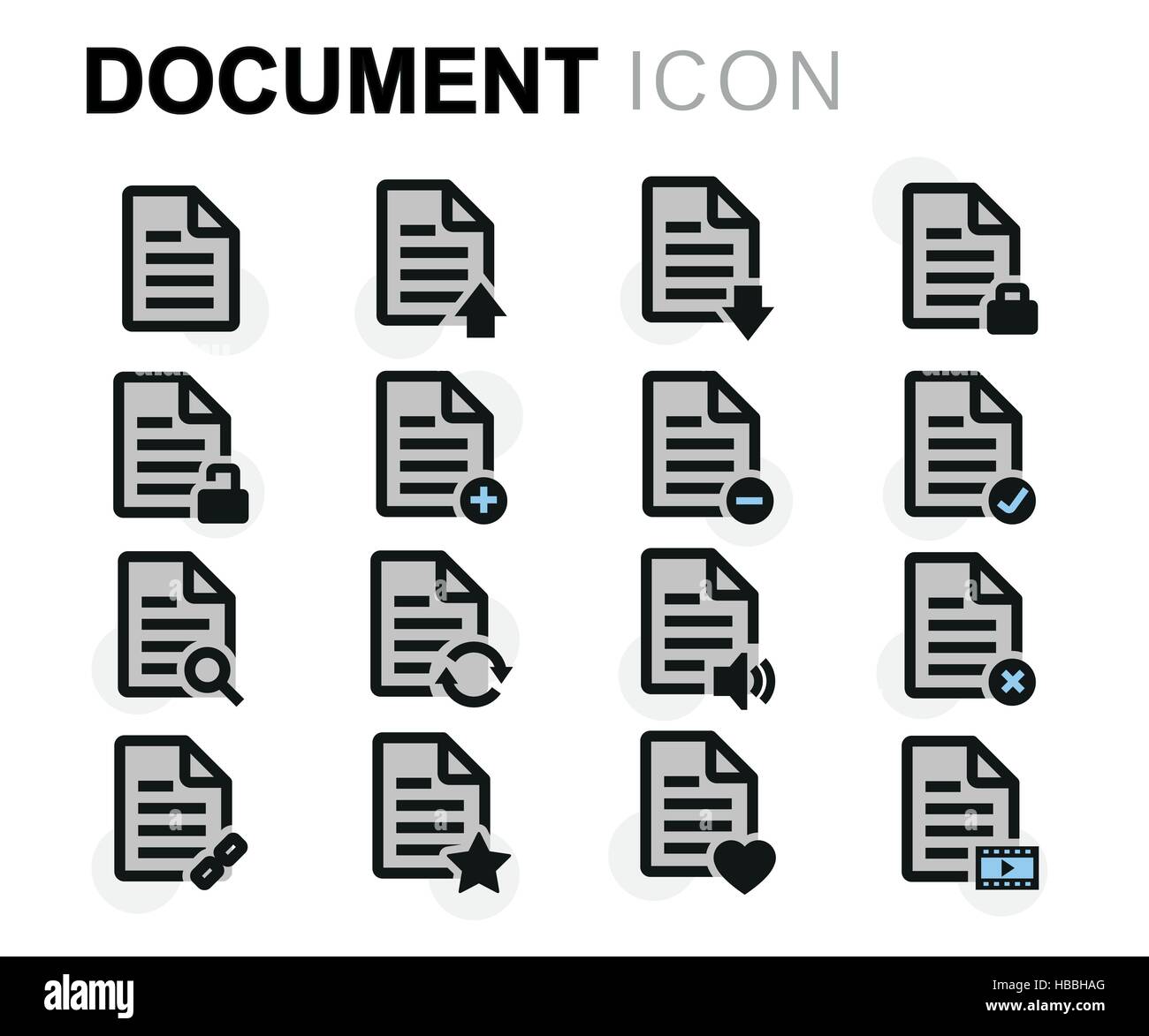 Vector flat document icons set on white background Stock Vector Image ...