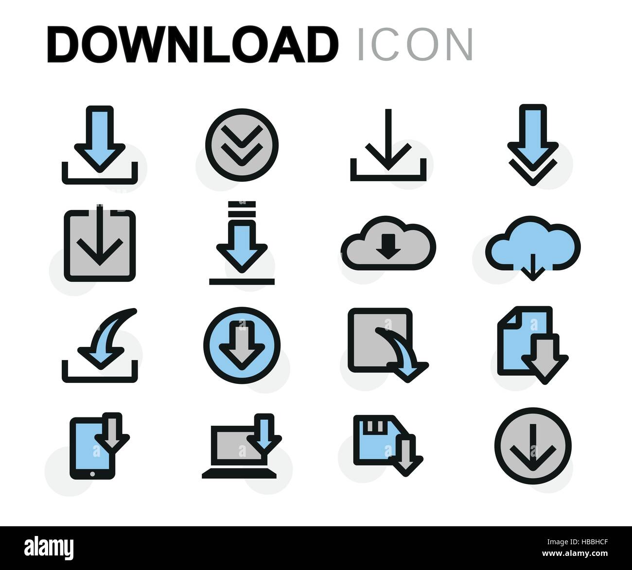 Vector flat download icons set on white background Stock Vector Image ...