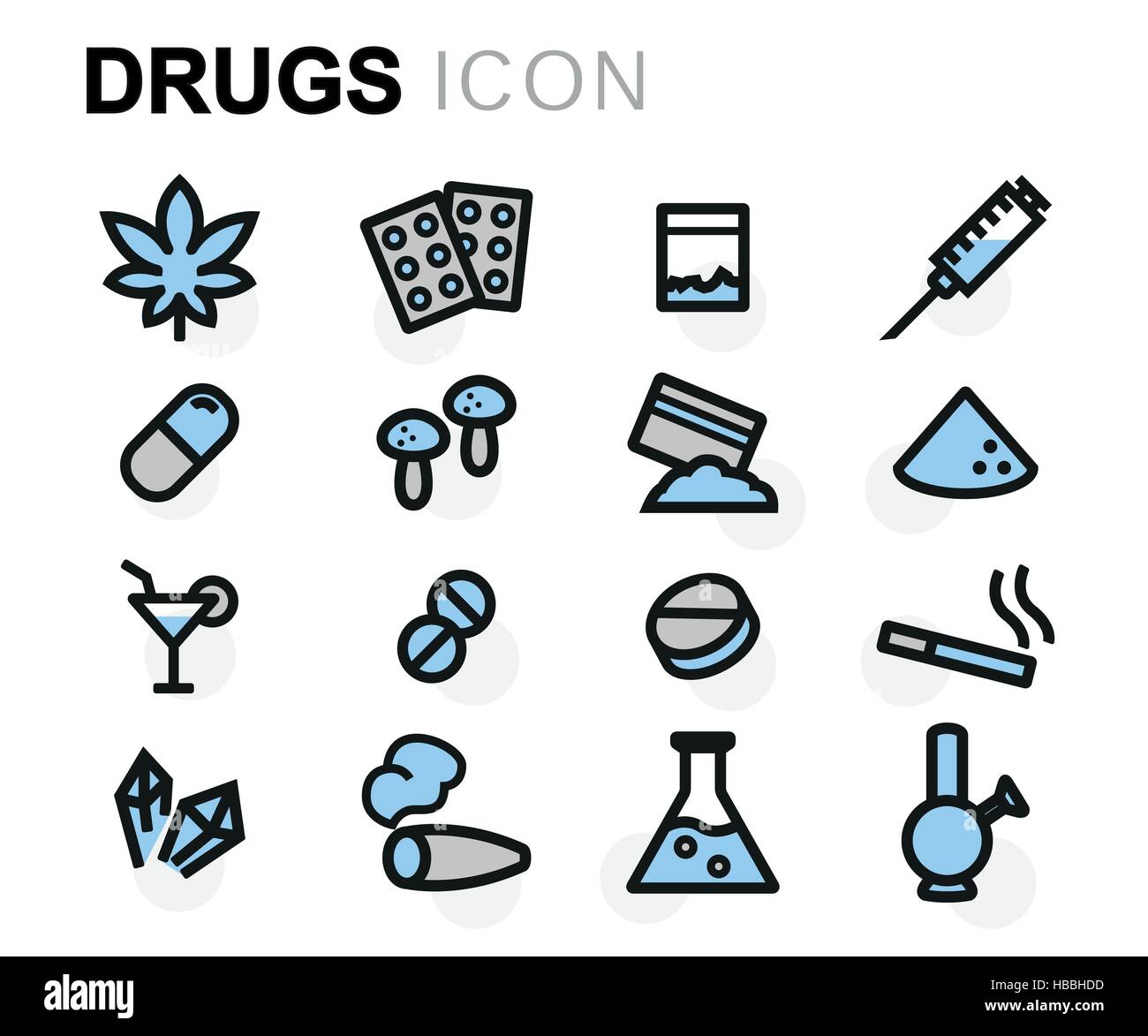 Vector flat drugs icons set on white background Stock Vector Image ...