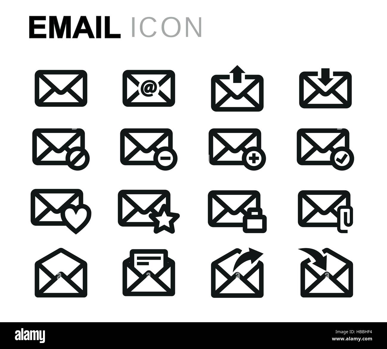 Vector line email icons set Stock Vector Image & Art - Alamy