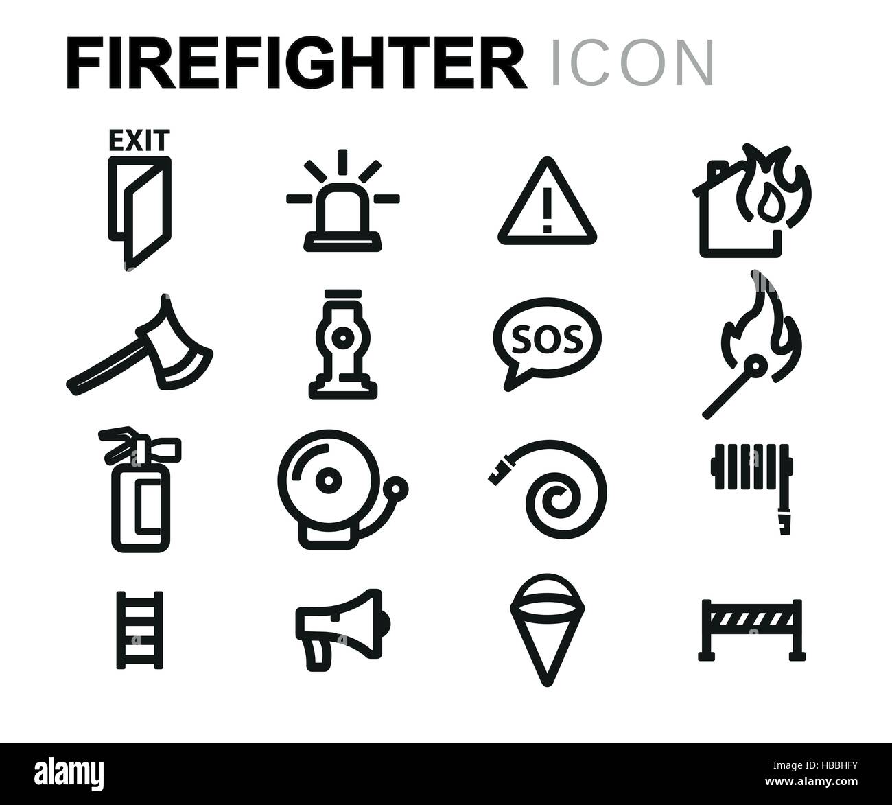 Vector line firefighter icons set Stock Vector Image & Art - Alamy