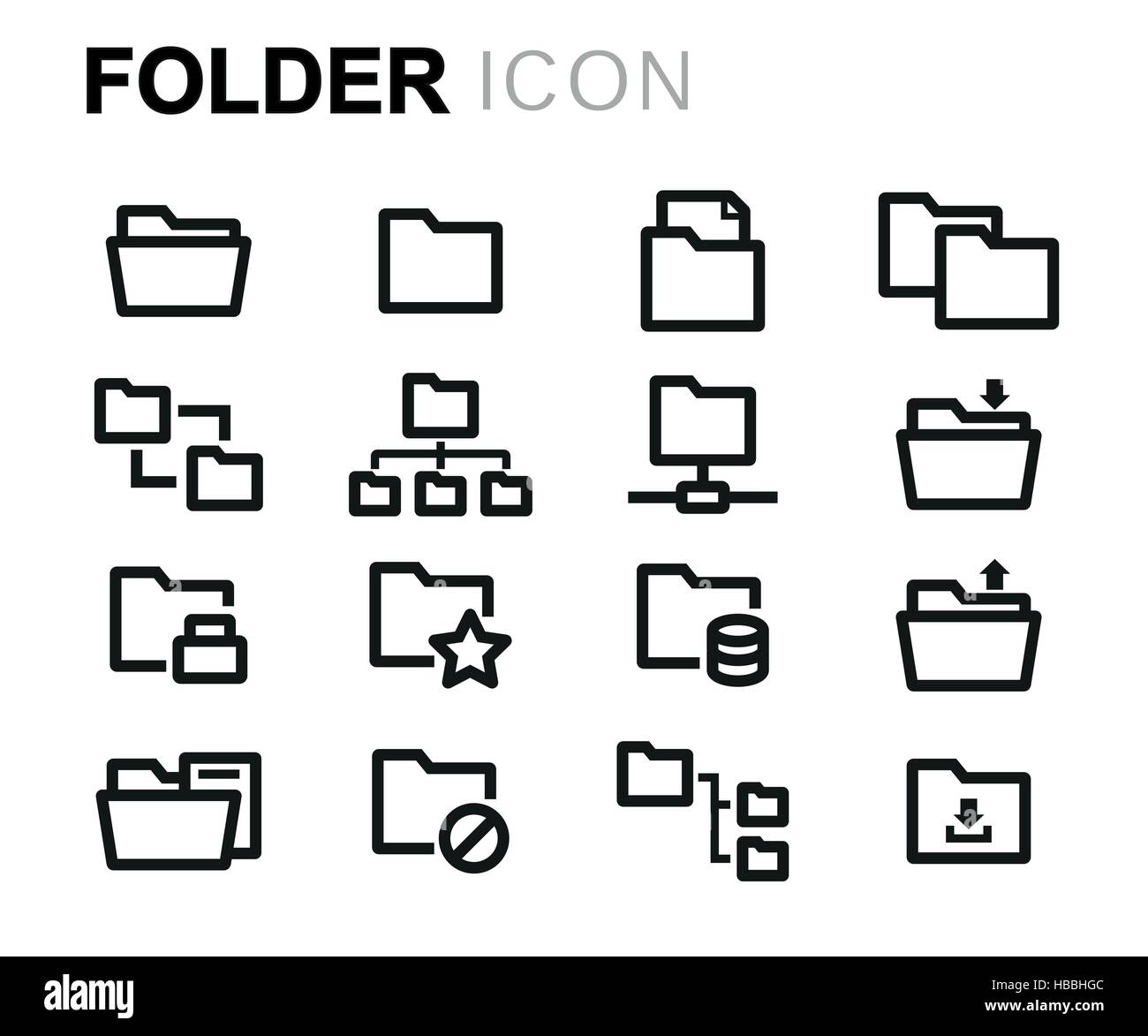 Vector line folder icons set Stock Vector Image & Art - Alamy