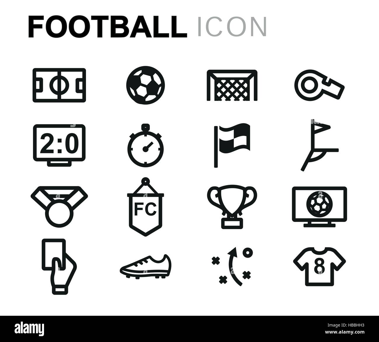 Vector line football icons set Stock Vector Image & Art - Alamy