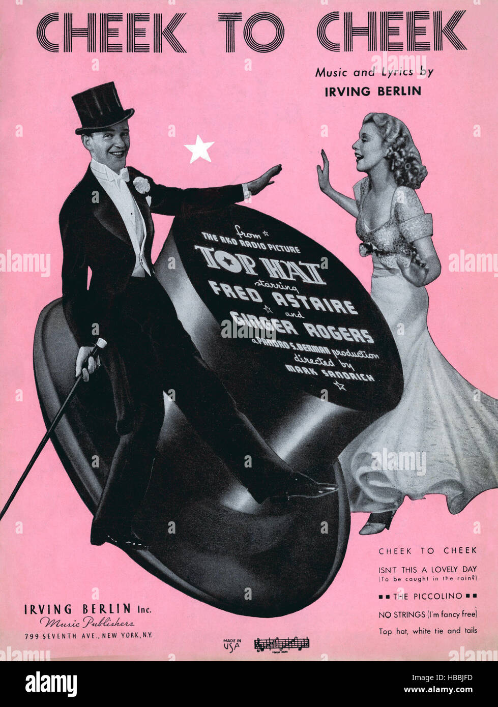 Cheek To Cheek, sheet music from the film TOP HAT, Fred Astaire, Ginger ...