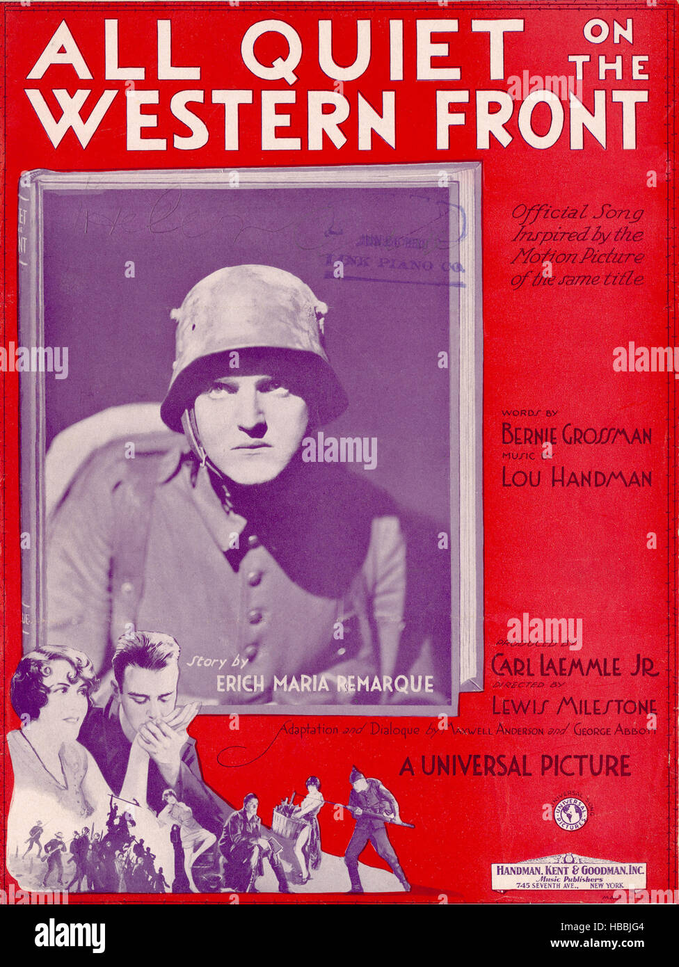 ALL QUIET ON THE WESTERN FRONT, sheet music to a song inspired by the ...