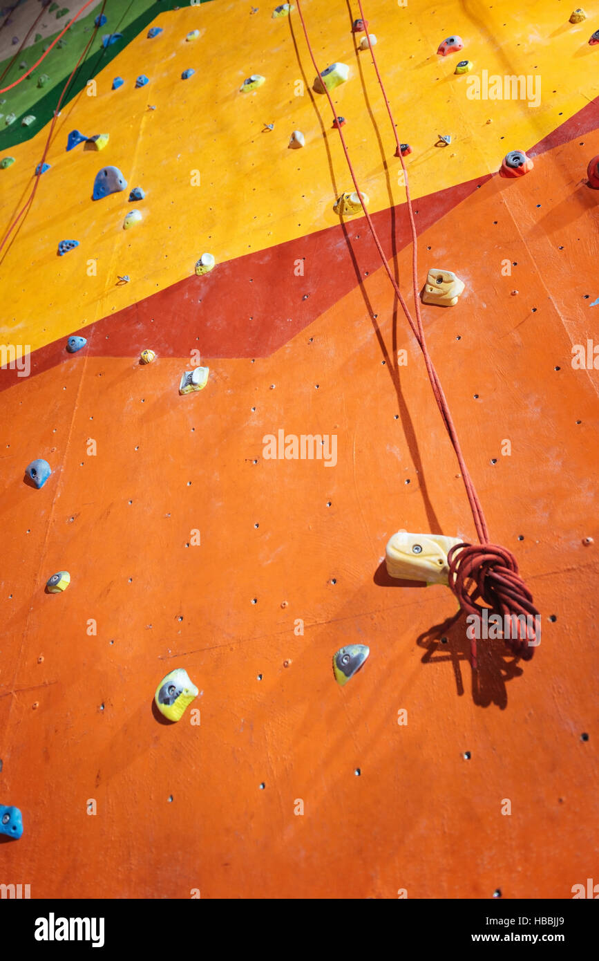 Top view of climbing wall with special equipment Stock Photo - Alamy