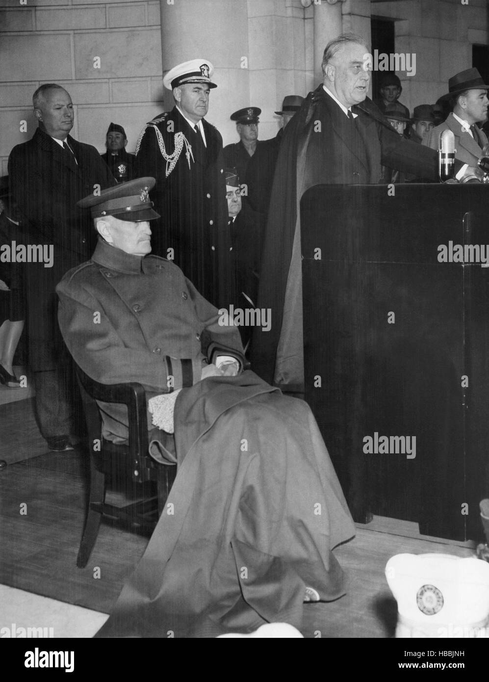 President Franklin D. Roosevelt (front right), promises defeat of the ...