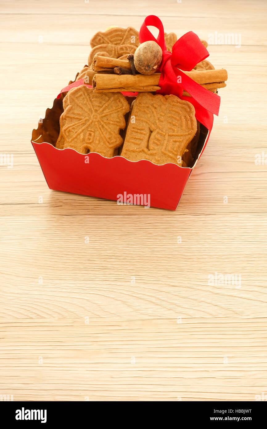 Red Tray filled with Spiced Biscuits with Almonds ( Spekulatius Stock ...