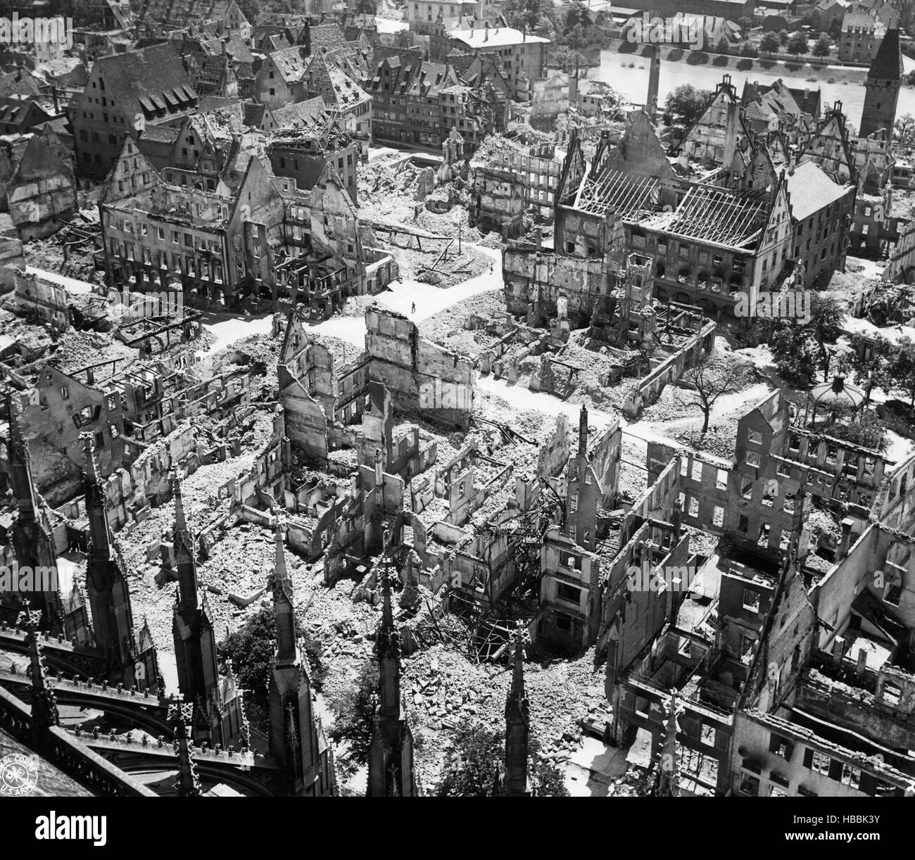 World War II, Ulm, Germany in destruction, July 22, 1945 Stock Photo ...