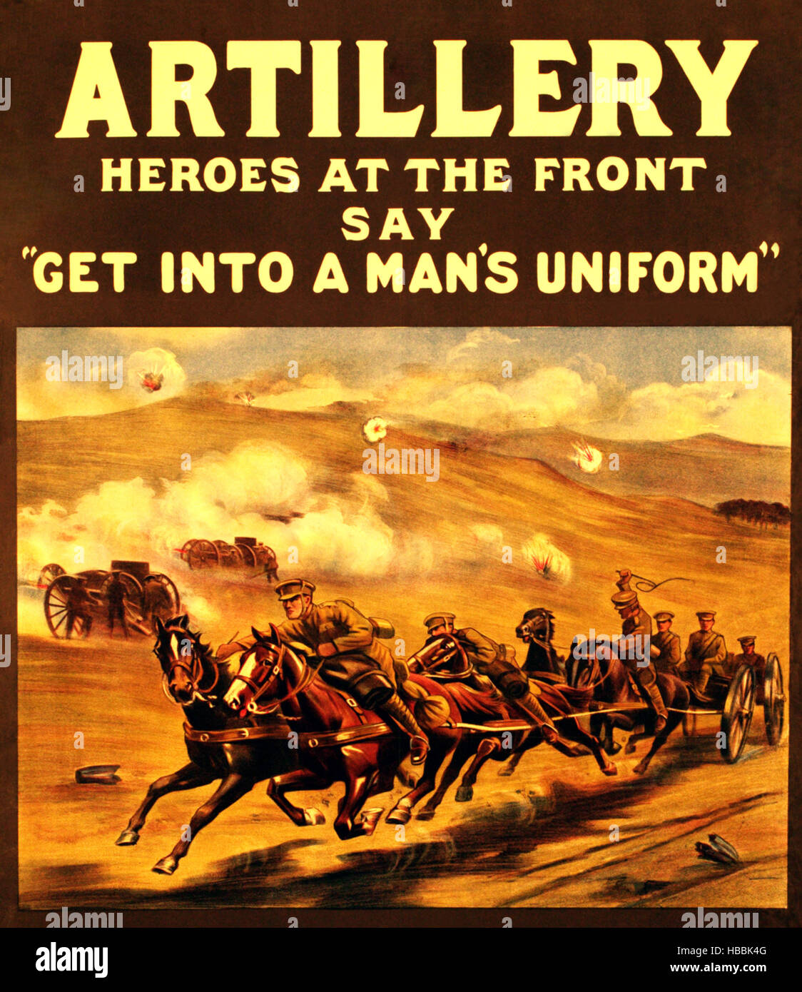 Poster art depicting military, reads 'Artillery Heroes At The Front Say ...