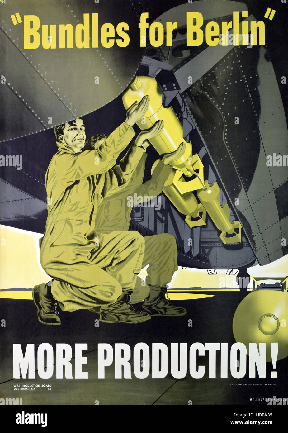 World War II poster, American, 1942, showing war worker loading bomb ...