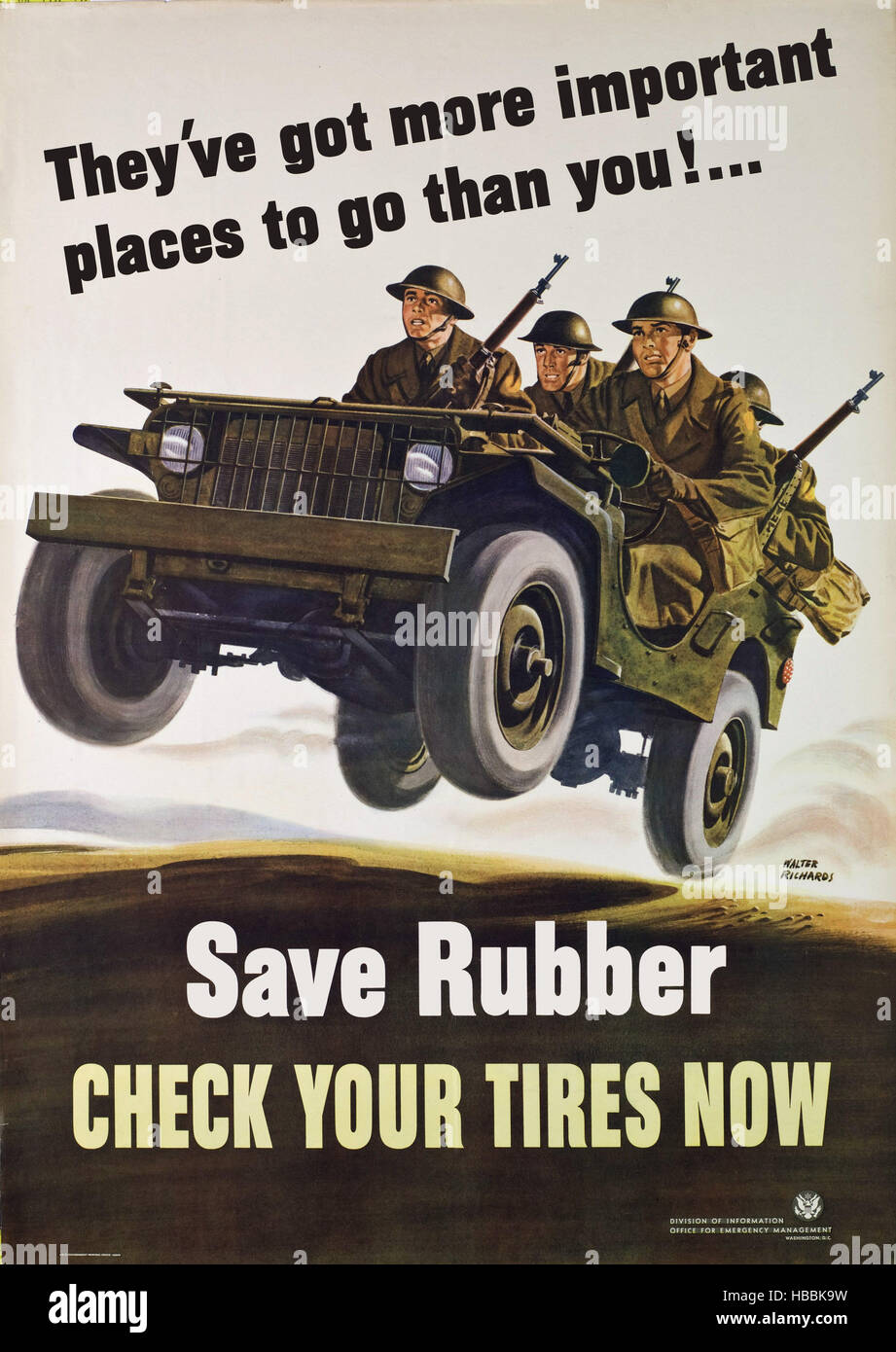 World War II poster, American, urging rubber conservation Stock Photo ...