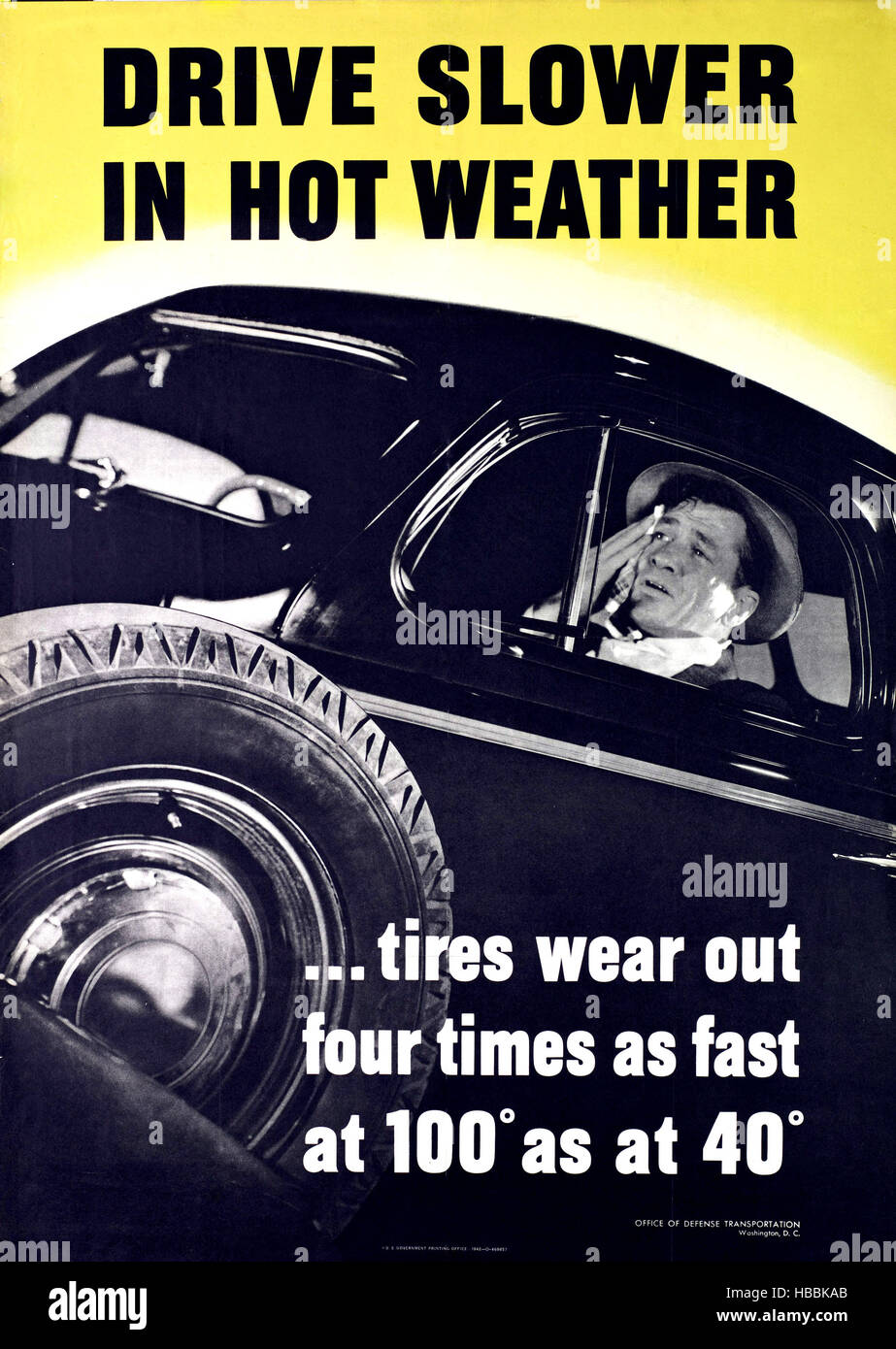 World War II poster, 1942, American, urging rubber conservation Stock ...