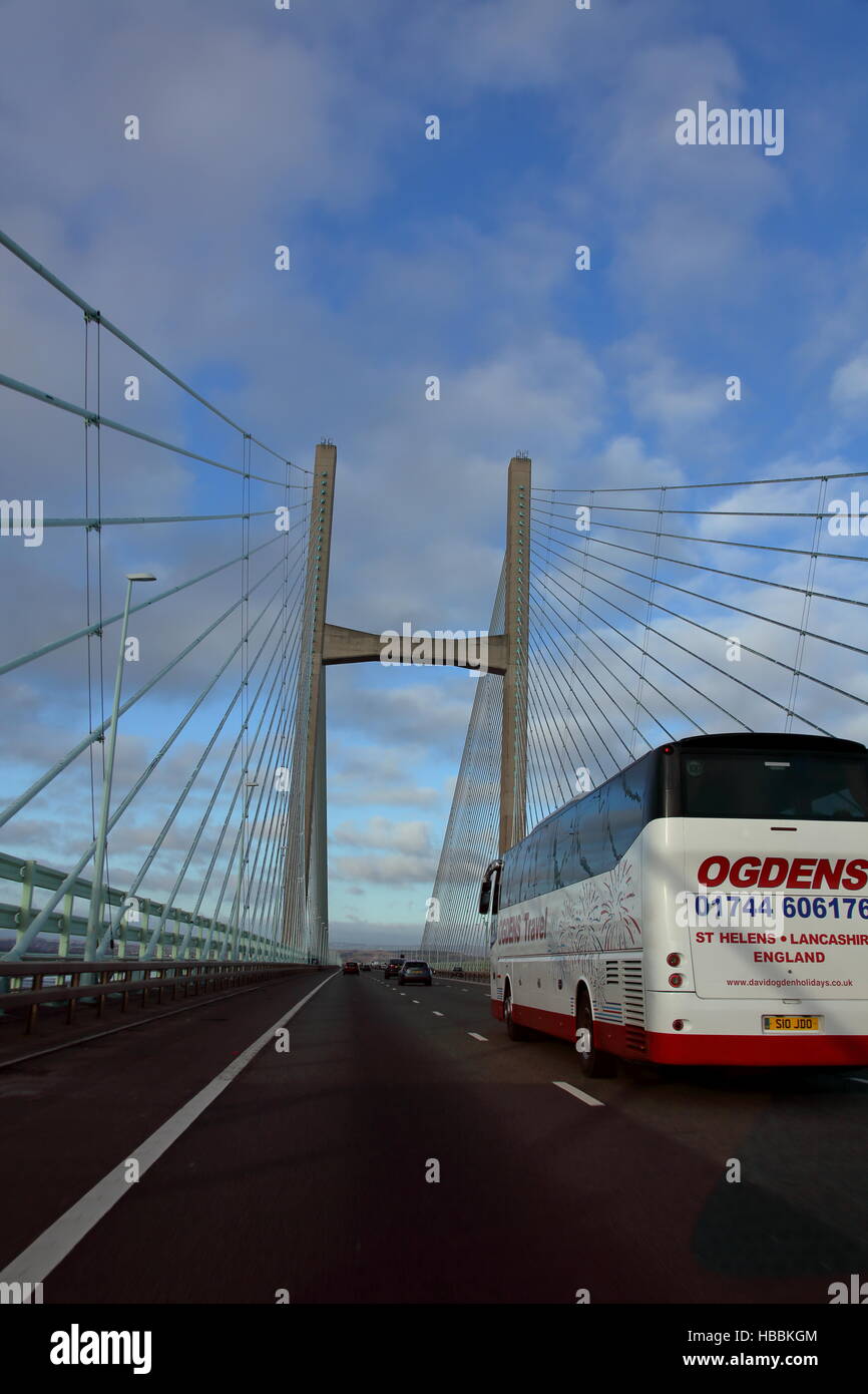 Looking through one arch towards the Welsh side on the Severn bridge ...