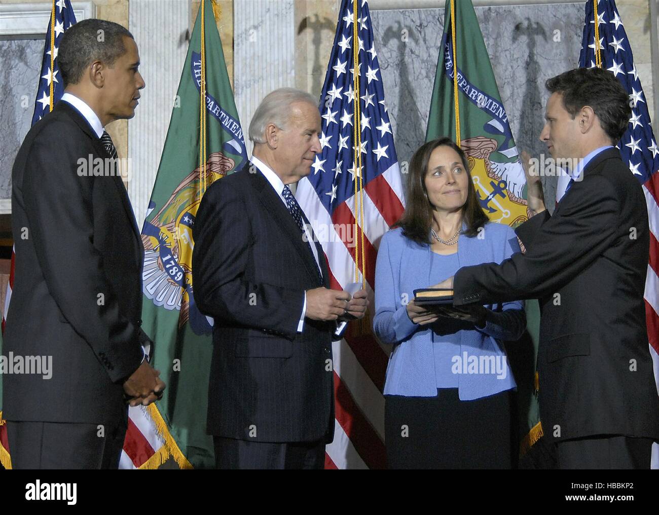 Timothy Geithner sworn-in as Secretary of the Treasury by VP Joe Biden ...