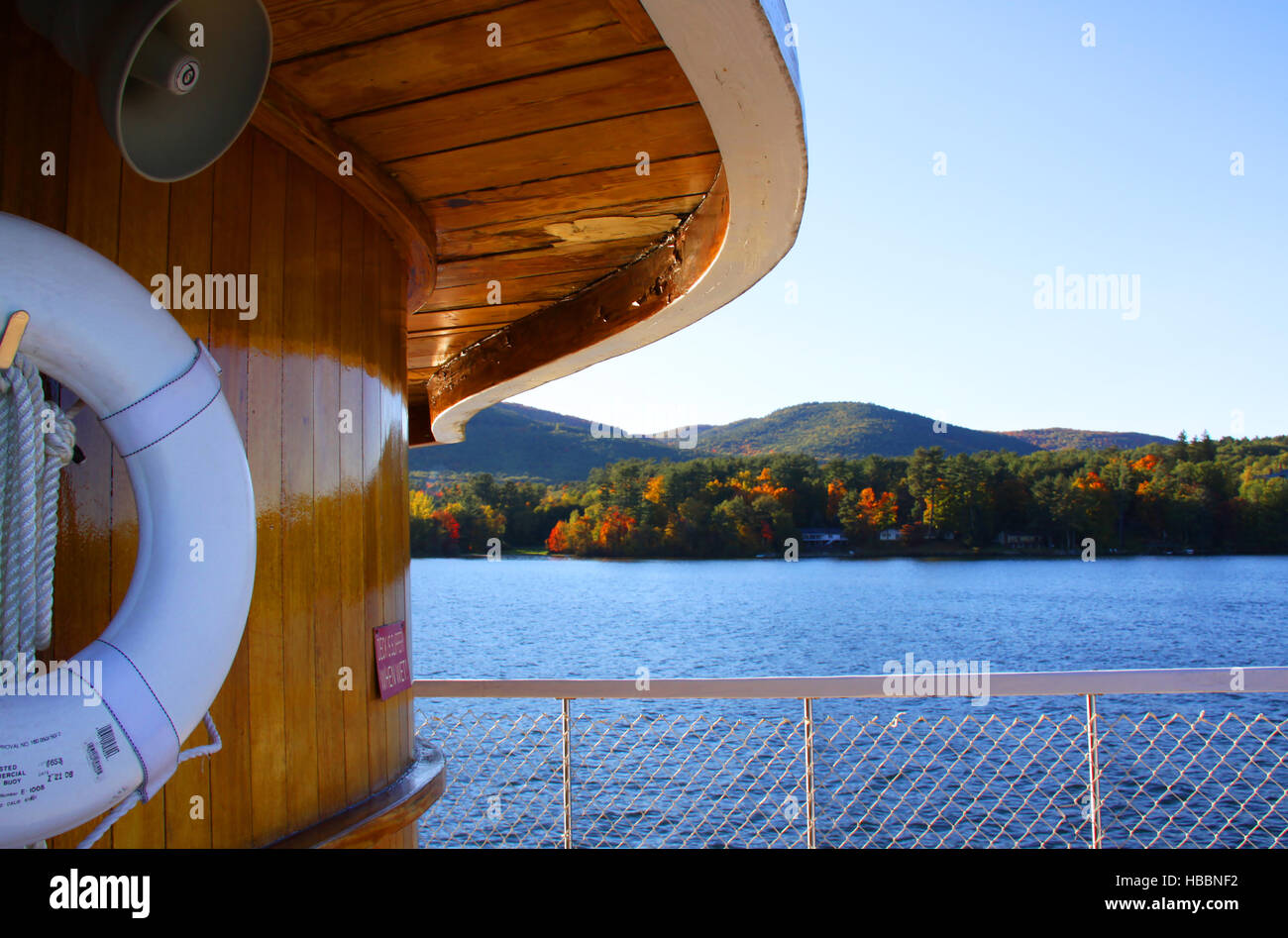 Fall lake landscape view from a deck of boat on a cruise Stock Photo ...