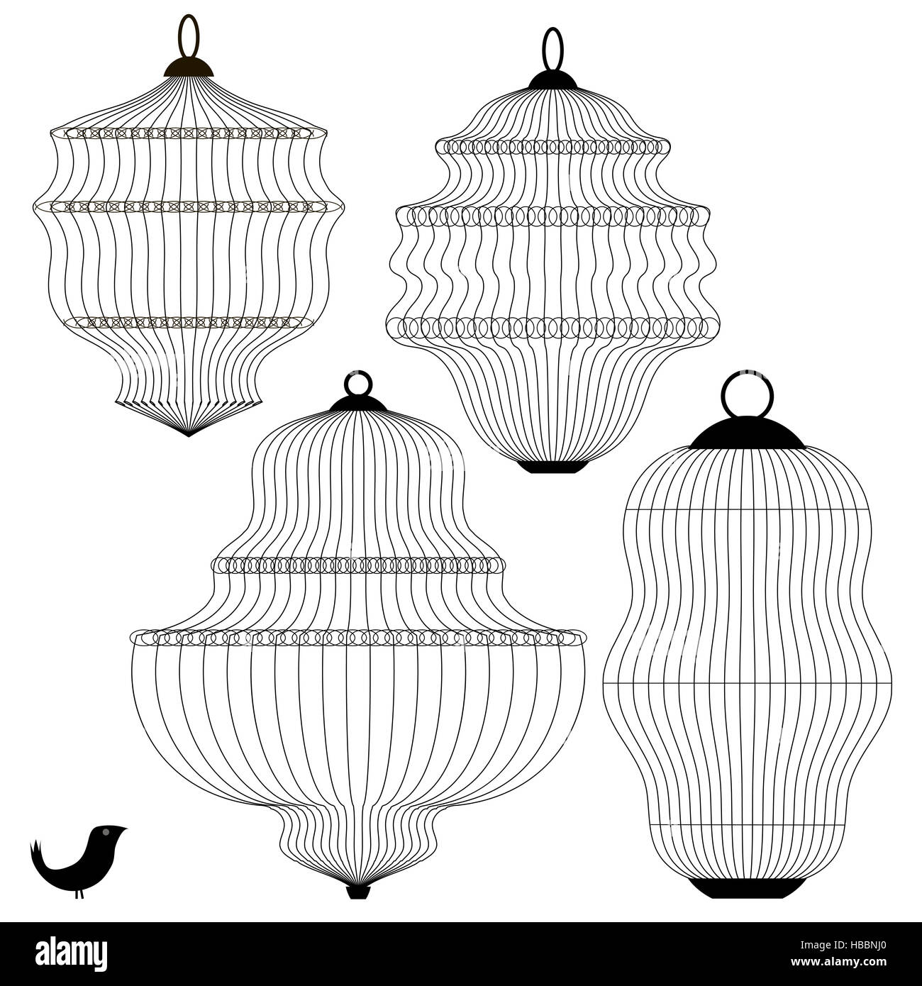 Set of Bird Cages Isolated Stock Photo - Alamy