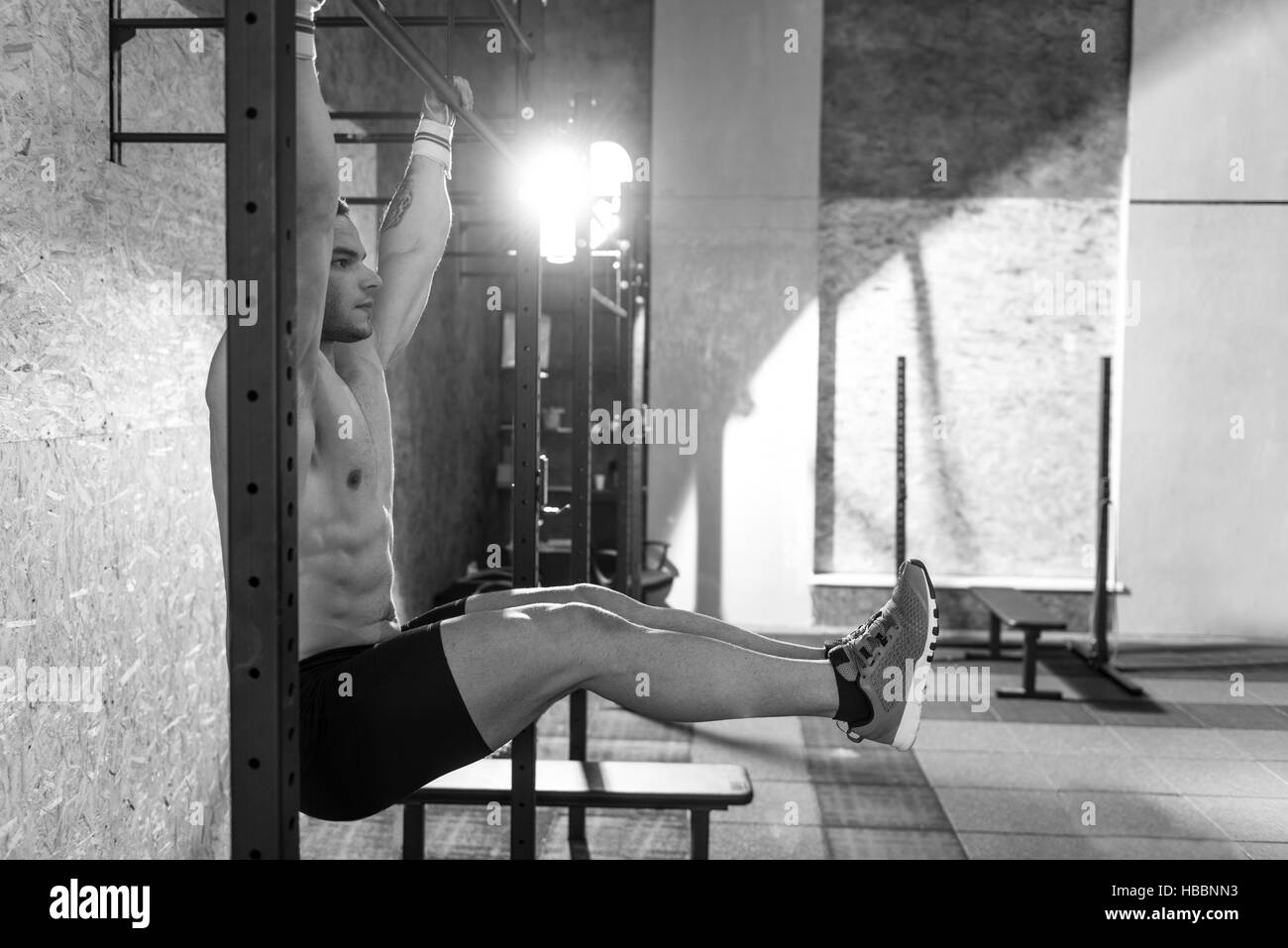 Young healthy muscular body Black and White Stock Photos & Images - Alamy