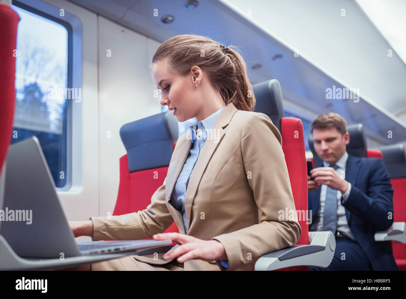 Commuter train people working hi-res stock photography and images - Alamy
