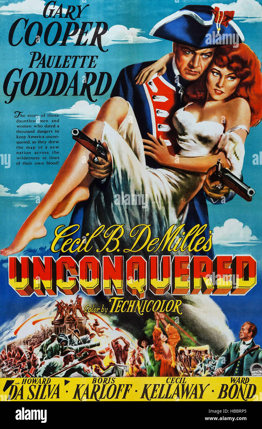 UNCONQUERED, US poster art, from left: Gary Cooper, Paulette Goddard ...