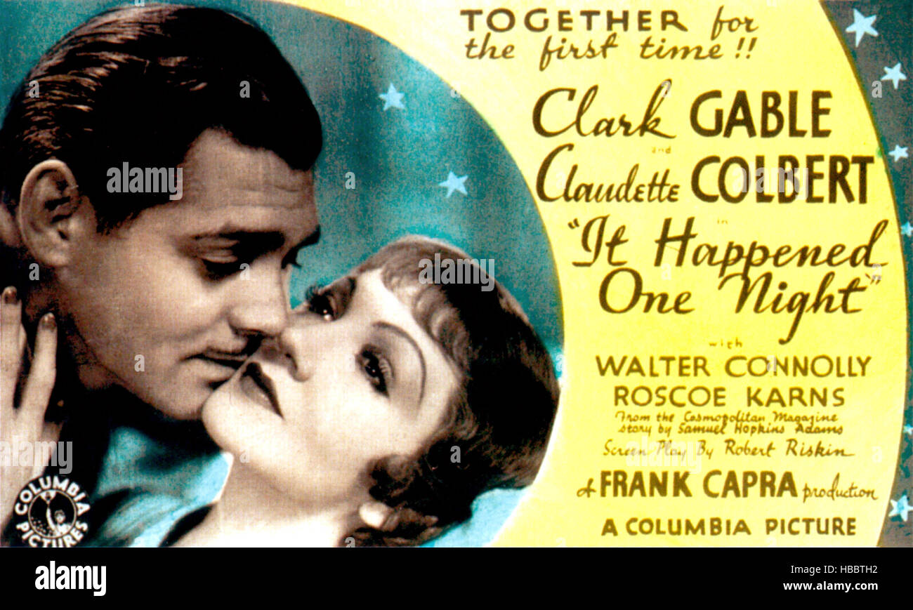 IT HAPPENED ONE NIGHT, Clark Gable, Claudette Colbert, 1934 Stock Photo ...