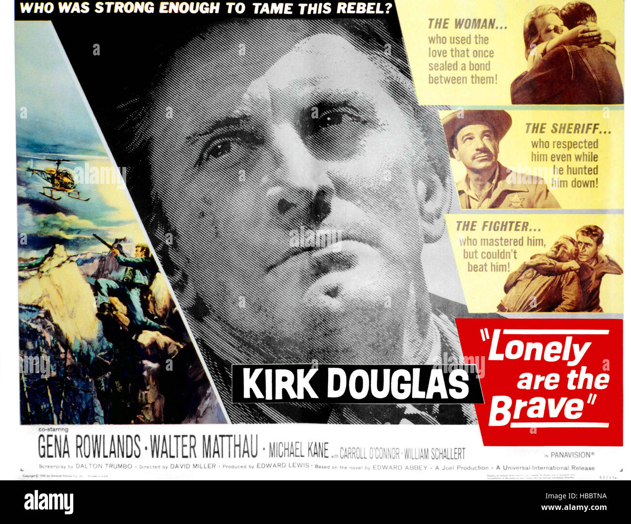 LONELY ARE THE BRAVE, Kirk Douglas (center), Gena Rowlands (top, left ...