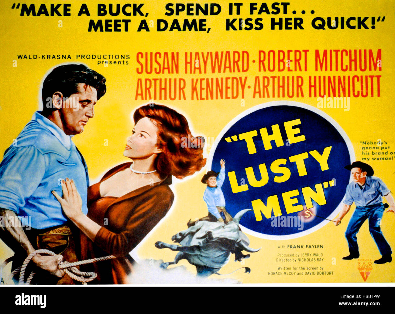 THE LUSTY MEN, from left: Robert Mitchum, Susan Hayward, Arthur Kennedy ...