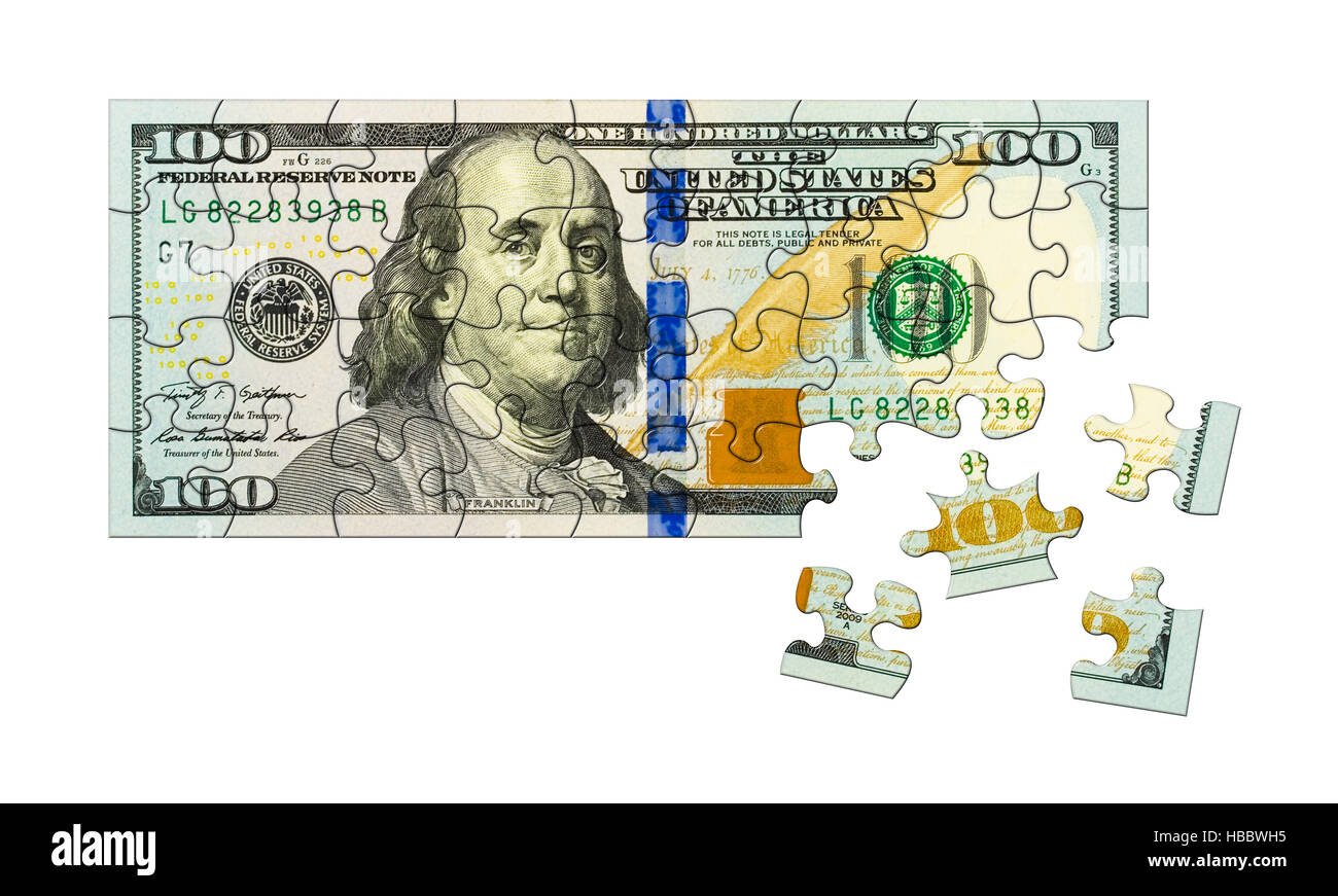100 dollar bill puzzle hi-res stock photography and images - Alamy