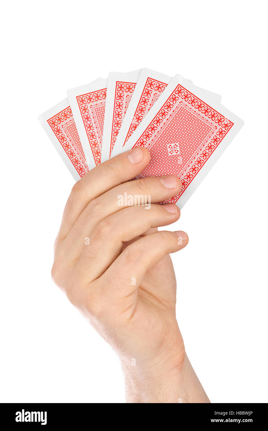 Hand with playing cards Stock Photo - Alamy