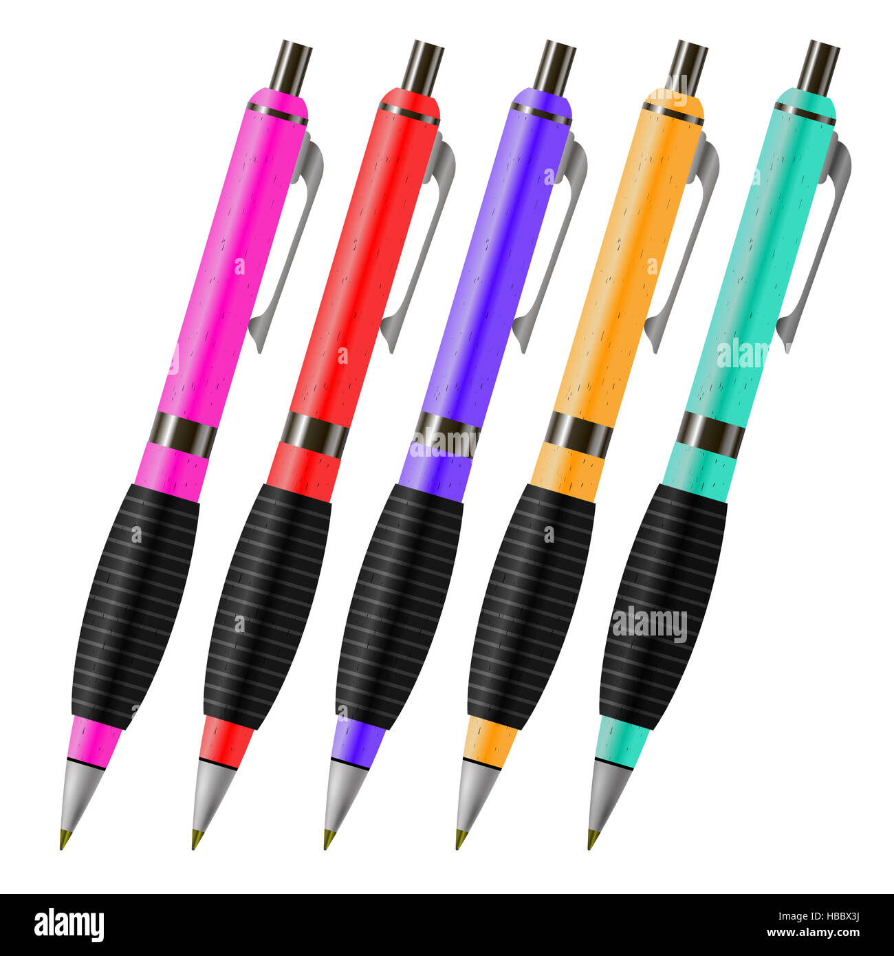 Set of Colorful Pens Isolated Stock Photo - Alamy