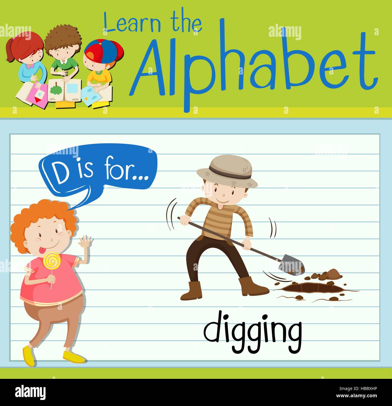 Flashcard letter D is for digging illustration Stock Vector Image & Art ...