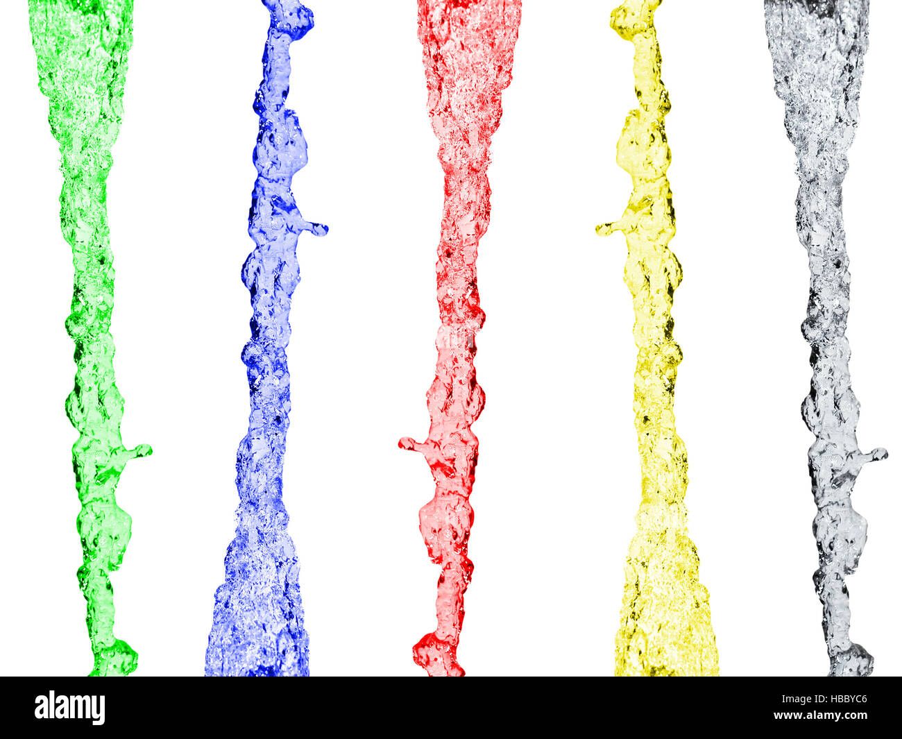 Multicolored Water Streams Stock Photo - Alamy