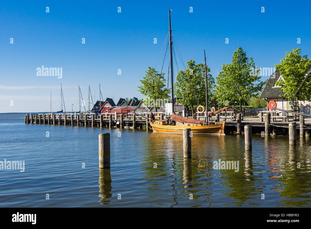 Sailing ship in the port of Ahrenshoop, Germany Stock Photo - Alamy