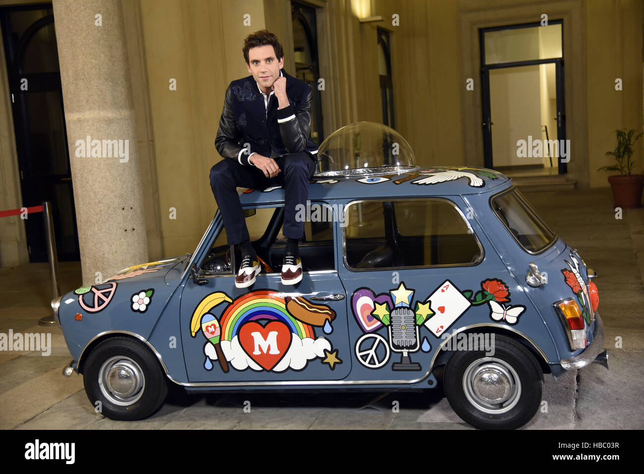 MIKA attends the Rai2 'Stasera Casa Mika' photocall in Milan with a ...