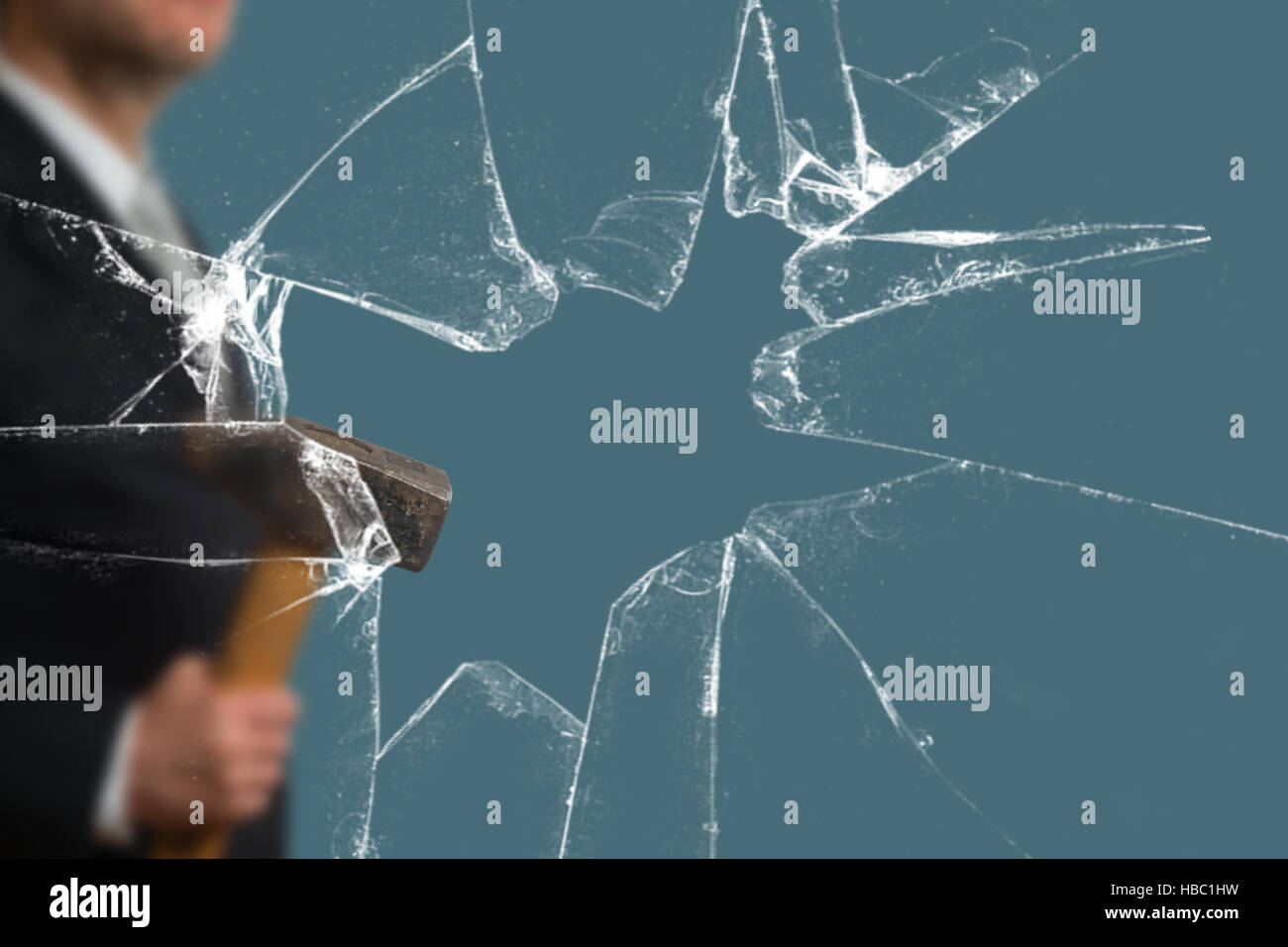 Man behind broken glass hi-res stock photography and images - Alamy