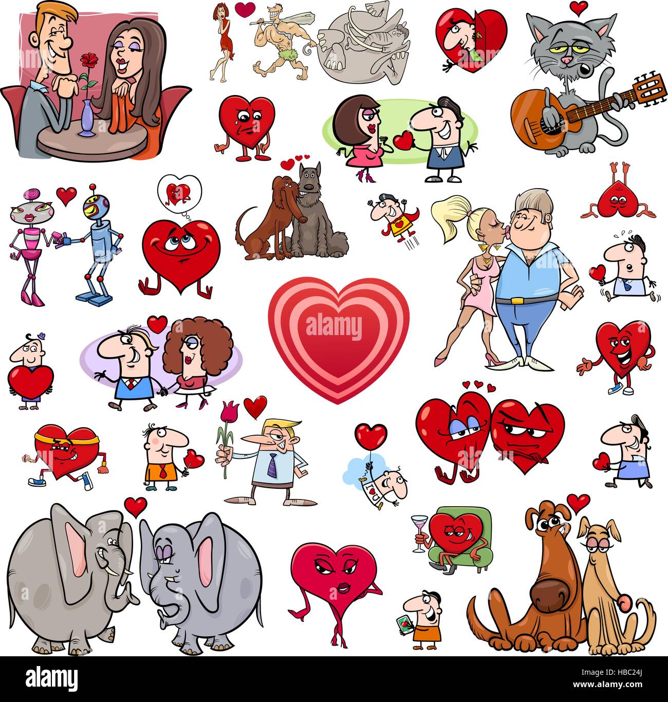 Cartoon Illustration of Valentines Day Characters and Design Elements ...