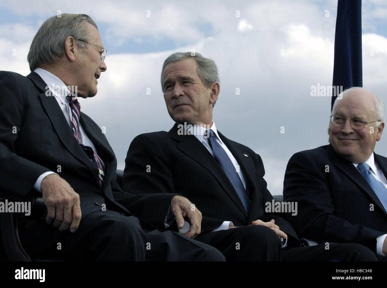 L to R Sec. of Defense Donald Rumsfeld President George W. Bush VP ...