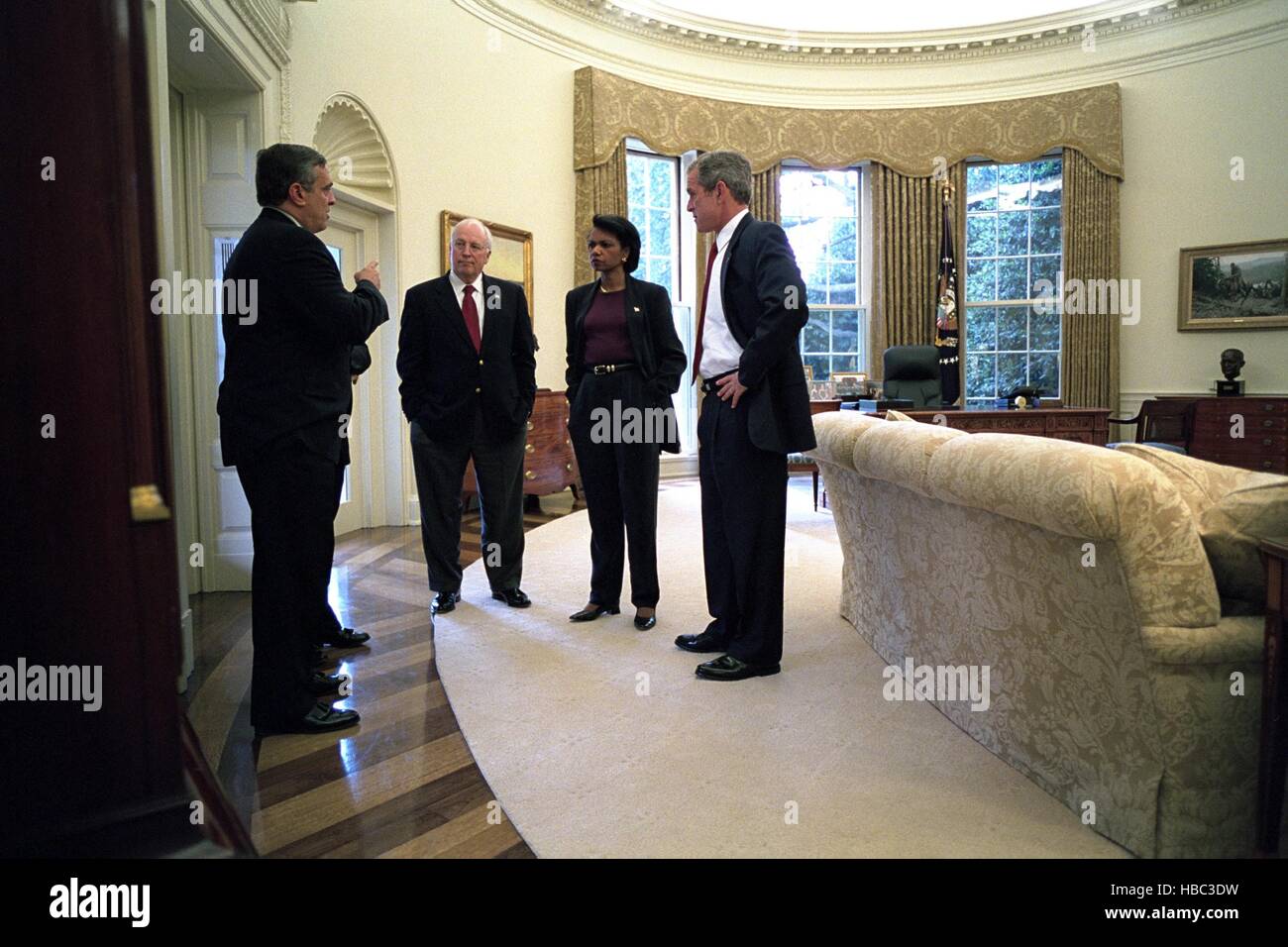 President George W. Bush with CIA Dir. George Tenet, VP Dick Cheney and ...