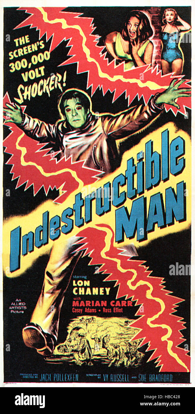 INDESTRUCTIBLE MAN, Lon Chaney Jr, Peggy Maley, Marian Carr, 1956 Stock ...