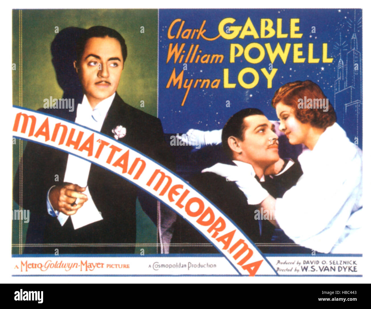 MANHATTAN MELODRAMA, William Powell, Clark Gable, Myrna Loy, 1934 Stock ...