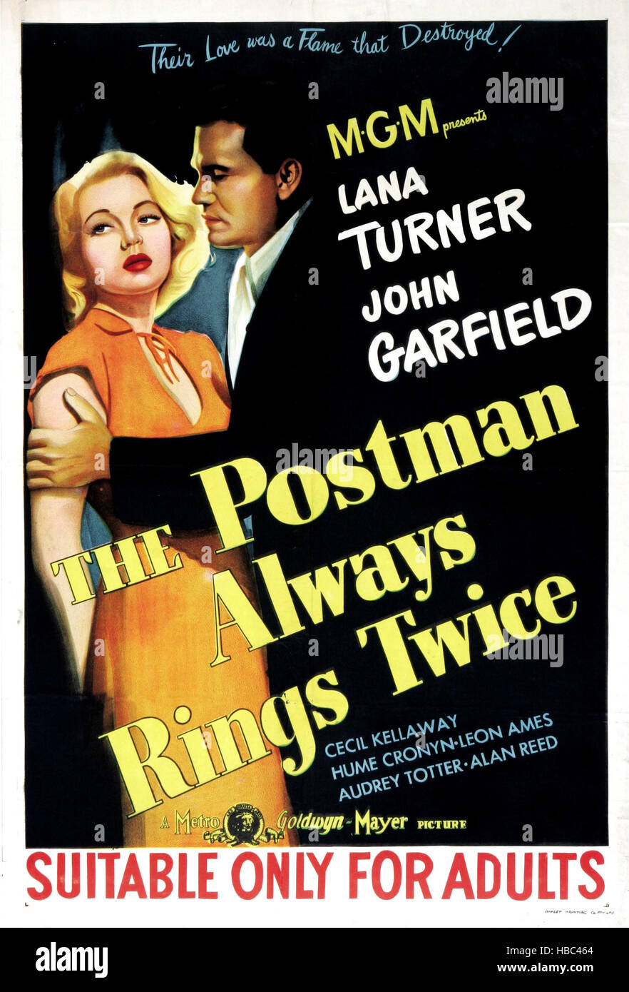 THE POSTMAN ALWAYS RINGS TWICE, Lana Turner, John Garfield, 1946 Stock ...
