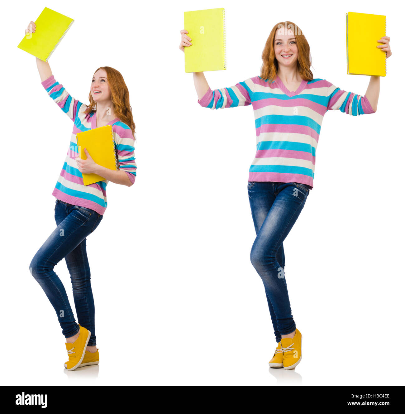 Young student with books isolated on white Stock Photo - Alamy