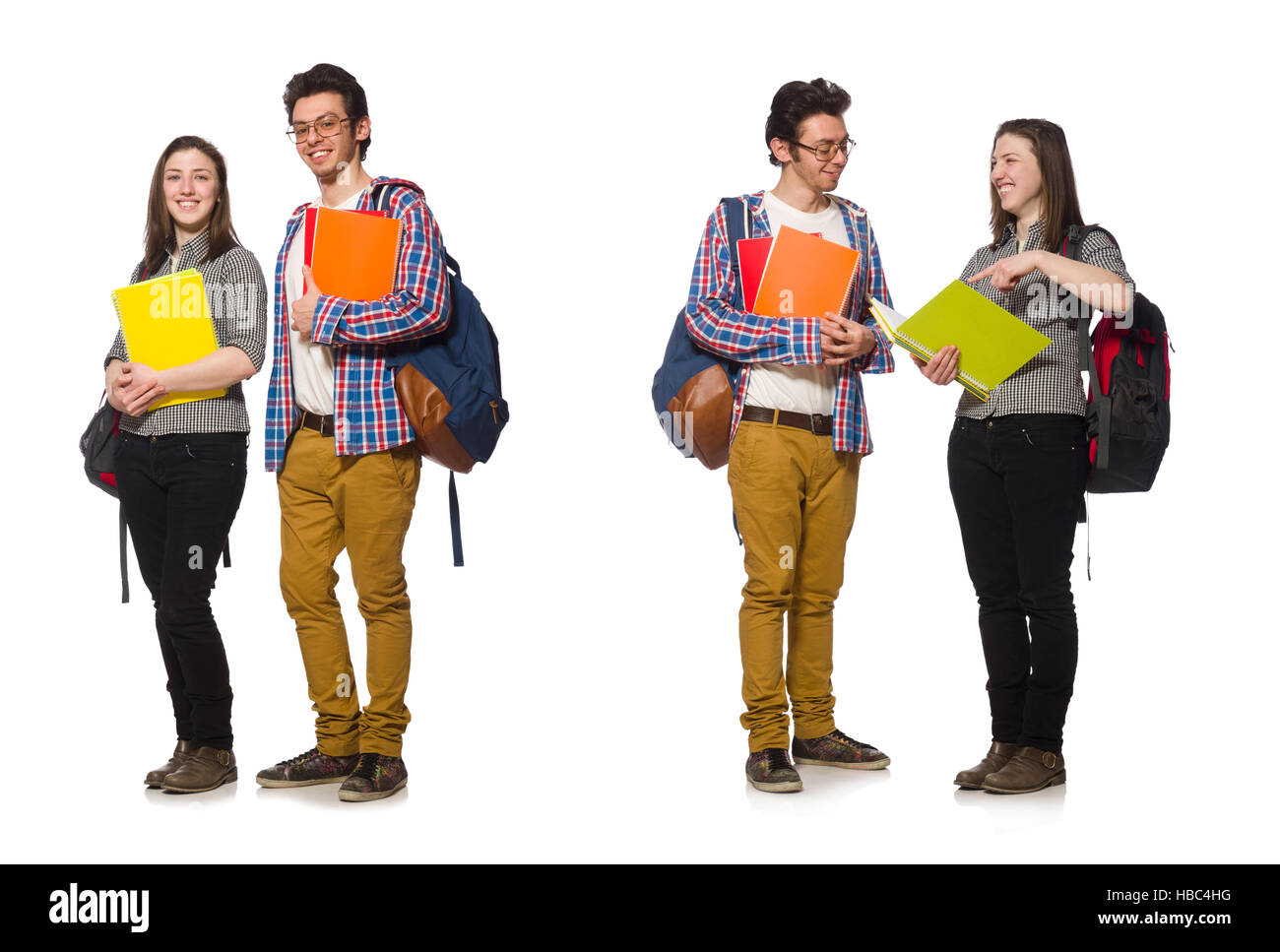 Pair of students isolated on white Stock Photo - Alamy