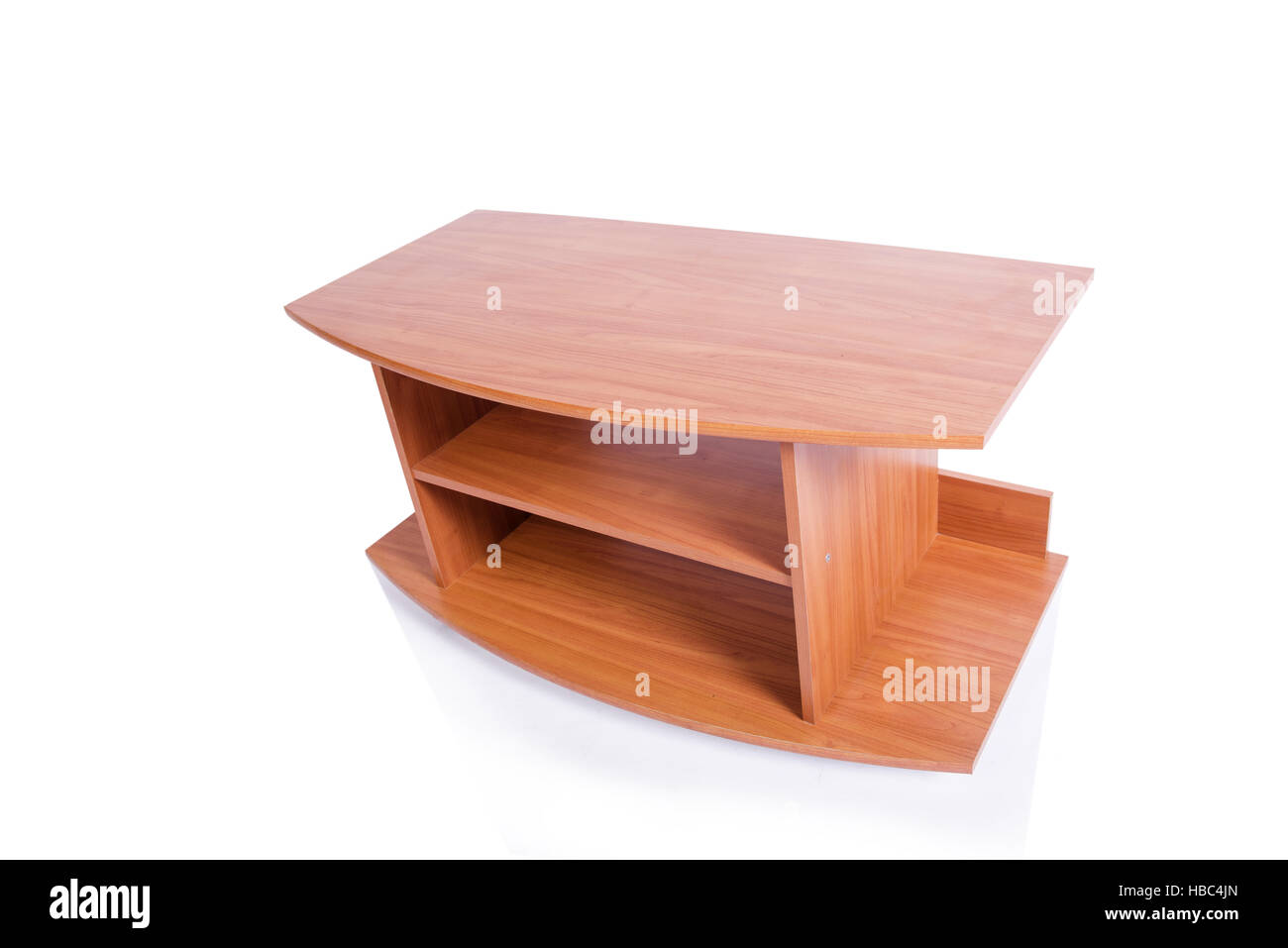 Wooden TV stand isolated on white background Stock Photo - Alamy
