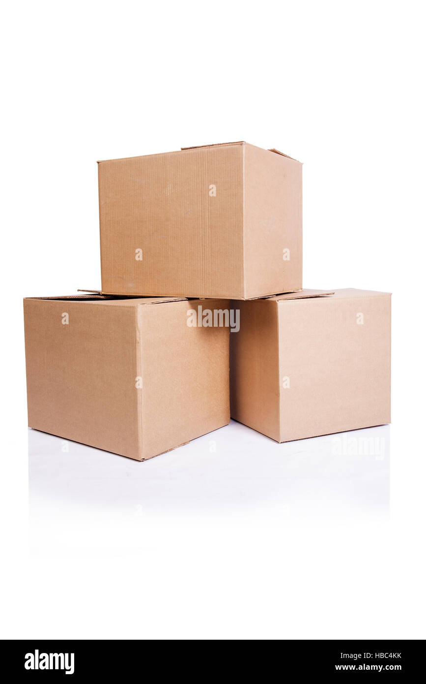 Set of boxes isolated on white Stock Photo - Alamy