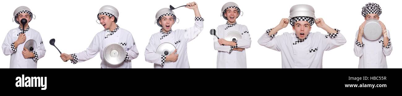 Set of photos with funny cook Stock Photo - Alamy
