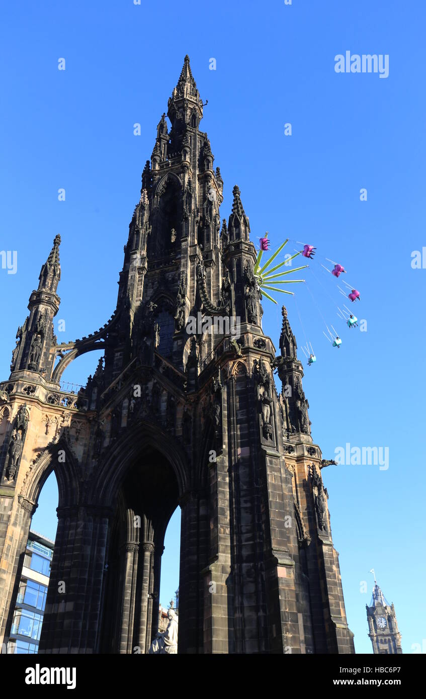 Star Flyer ride and Scott Monument Edinburgh Scotland December 2016 ...